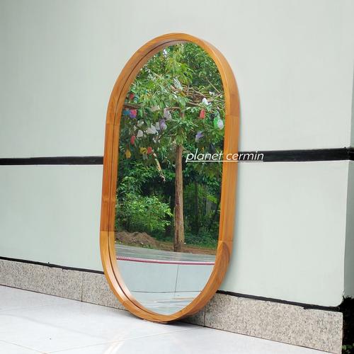 Jual CERMIN OVAL DINDING 50 x 80 / CERMIN WASTAFEL KAMAR MANDI KAYU ...