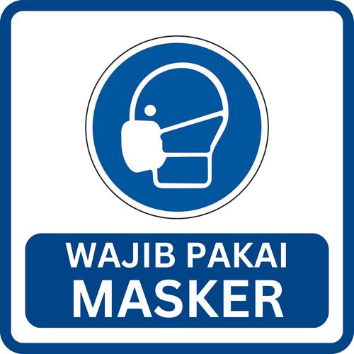 Jual Sticker Safety Sign Wajib Pakai Masker (10cm x 10cm) - Kota ...