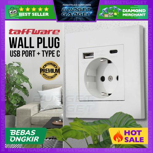 Jual Taffware Stop Kontak Dinding USB Type C Colokan Listrik Wall Plug ...