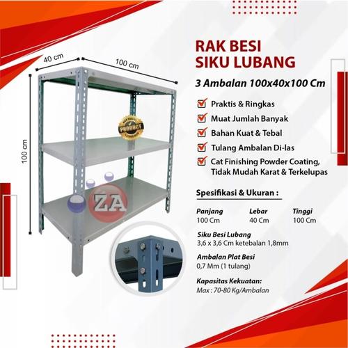 Jual Rak Besi Siku 3 Ambalan Susun Plat Minimalis Serbaguna 100 x 40 x ...