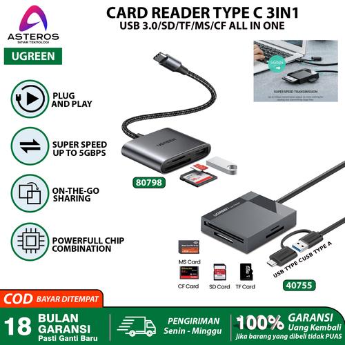 Jual Card Reader 4 in 1 SD/TF/MS/CF USB 3.0 & Usb Type C UGREEN All In ...