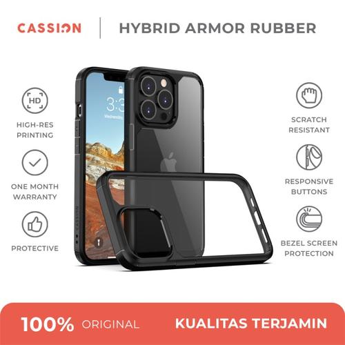 Jual Case iPhone 15 14 Plus Pro Max Cassion Hybrid Rubber Armor - Hitam ...