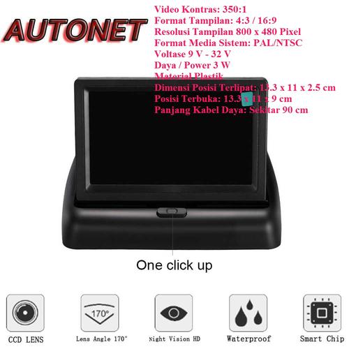 Jual Monitor Parkir Mobil Foldable Rear View TFT LCD 4.3 Inci Desain ...