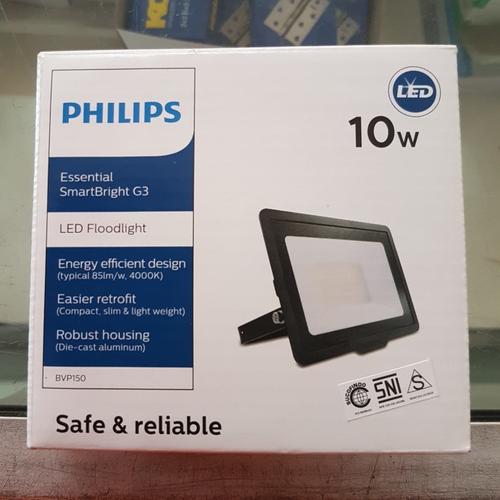Jual led floodlight bvp150 10w 6500k lampu sorot taman philips ...