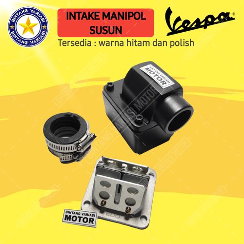 Jual Intake Manifold Vespa Susun Plus Membran Rxz | Intek Manipol Hitam ...