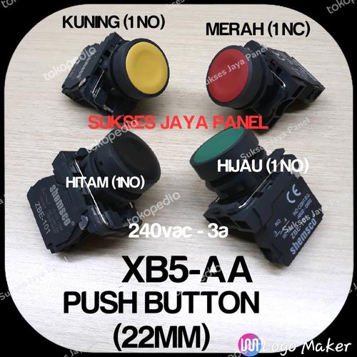 Jual push button 22mm XB5-AA(4 Varian warna : merah, hijau, kuning ...