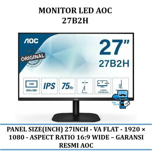 Jual Monitor LED AOC 27B2H IPS HDMI 75Hz - Garansi Resmi - Jakarta ...