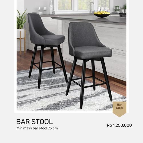 Jual Kursi Bar Stool Minimalis Rangka Besi Hitam Kain Premium Fabric ...