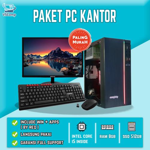 Jual PC Rakitan Lengkap Core i5 8GB 512GB with Monitor 22" + Keyboard Mouse - Casing Black, i5 ...