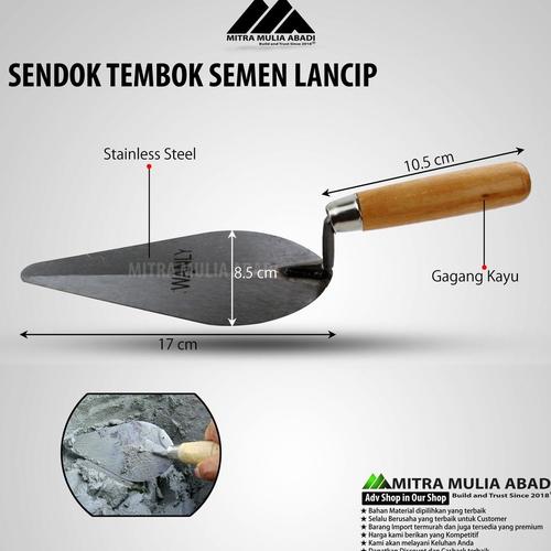 Jual Sendok Tembok Semen Lancip 7" Inci Skop Tanah Gagang Kayu ...