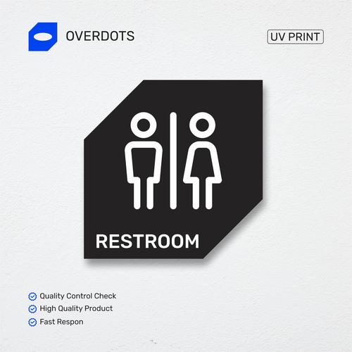 Jual Tulisan Restroom Sign Board Acrylic Print UV - Bulat Hitam, 10 x ...