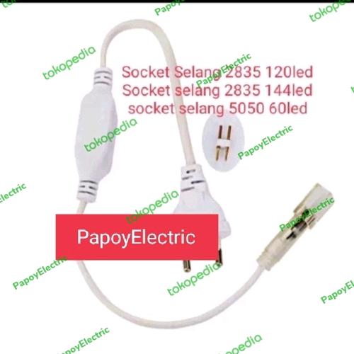 Jual Socket Adaptor Lampu Strip Selang Outdoor 220V 2Jalur 2Pin Colokan ...