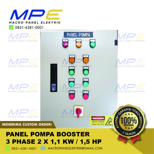 Jual Panel Pompa Booster 3 Phase 2 x 1,1 kW / 1,5 HP / Panel Booster ...