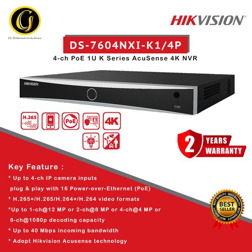 Promo DS-7604NXI-K1/4P - HIKVISION NVR 4CH POE ACUSENSE 4K FACE CAPTURE ...