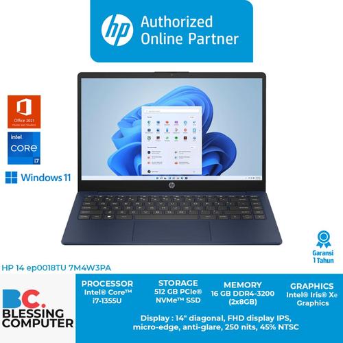 Jual HP 14 ep0018TU 7M4W3PA Core i7 1355U 2x8GB 512GB W11 OHS 2021 Blue ...
