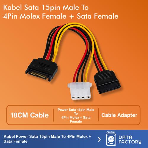 Jual Kabel 15Pin SATA Male To 4Pin Molex Female + SATA Female Power ...