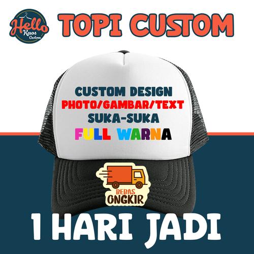 Jual Topi Trucker Jaring Custom Sablon Design Bebas Full Warna - TOPI ...