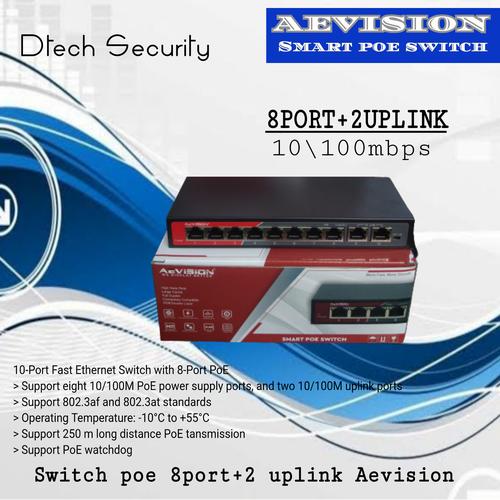 Jual SWITCH POE 8 PORT+2 UPLINK AEVISION SMART POE 8 PORT - Kota ...