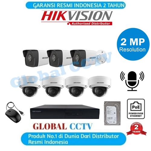 Jual Paket IP Camera Hik vision CCTV 7 Camera Nvr 8Channel 2MP Audio ...