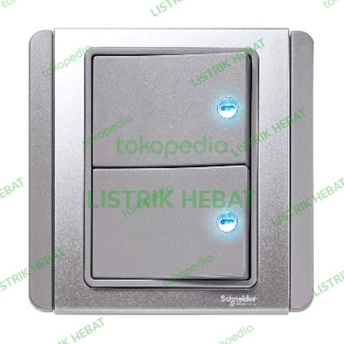 Jual Saklar 2G Horizontal Neo Grey Silver E3032 Schneider E - 2Gang ...