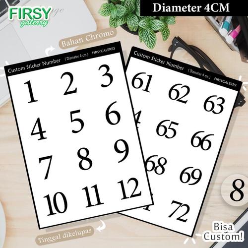 Jual Sticker Nomor Transparant 4CM, Label Angka 1-100, Bisa Custom - No ...