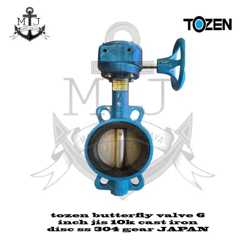 Jual tozen butterfly valve 6 inch jis 10k cast iron disc ss 304 gear ...