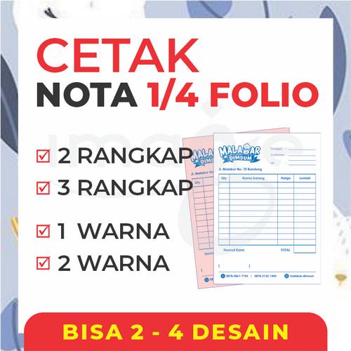 Jual CETAK Nota 1/4 Folio - 2/3 RANGKAP - CUSTOM (Toko Emas/Bangunan ...
