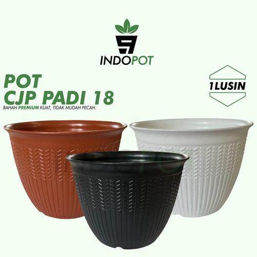 Jual (12Pcs) Pot CJP Padi 18 Warna Merah , Putih , Hitam Pot Bunga ...