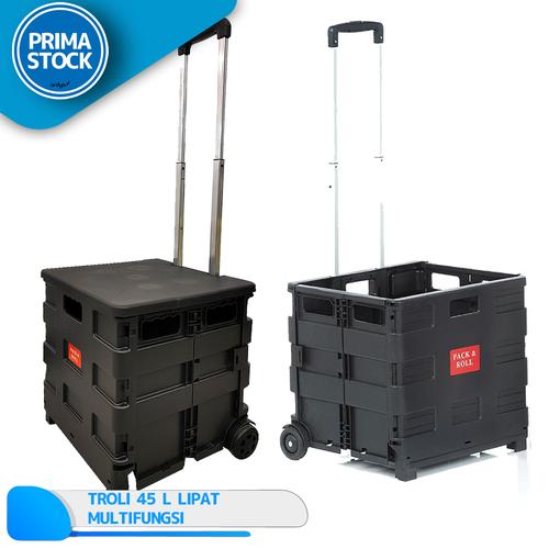 Jual TROLI LIPAT BOX KOTAK PLASTIK DUDUK TROLLEY BELANJA GALON 45 L 25 ...