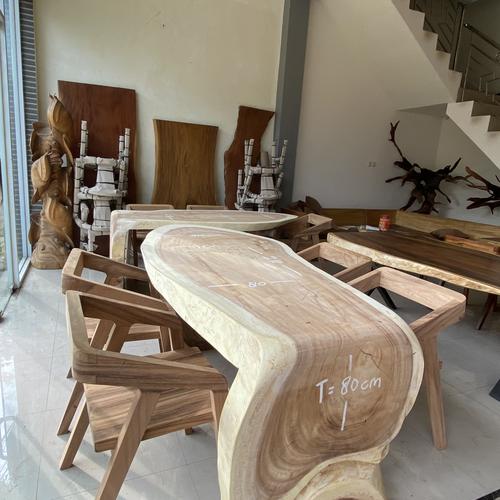 Jual Meja lengkung kayu utuh oval unik - kayu trembesi - Kab. Jepara ...
