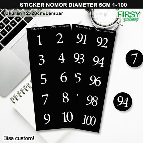 Jual Sticker Nomor Besar 5CM, Label Bulat Angka 1-100, Waterproof - 1 ...
