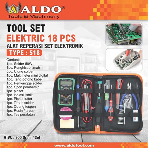 Jual TOOL SET ELECTRIC / ALAT REPARASI SET ELEKTRONIK 18 PCS 518 MERK ...