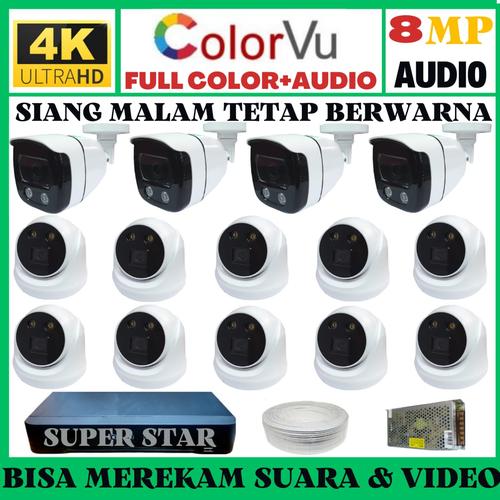Jual PAKET CCTV COLORVU 16 CHANNEL 14 KAMERA 8MP 4K 1080P ULTRA HD ...