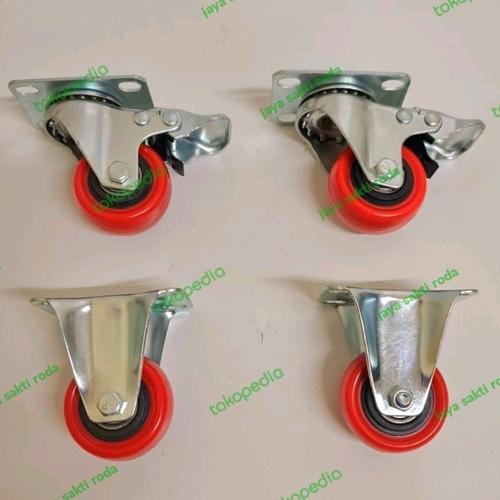 Jual Roda trolly/Rak pu merah 2 inch (Rem+hidup 2 mati) - Jakarta Barat ...