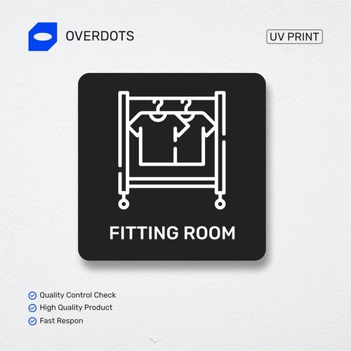 Jual Tulisan Fitting Room 1 Papan Akrilik Print UV - Persegi Hitam, 10 ...