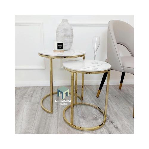 Jual side table minimalis bulat / side table marmer - besi galvanis ...