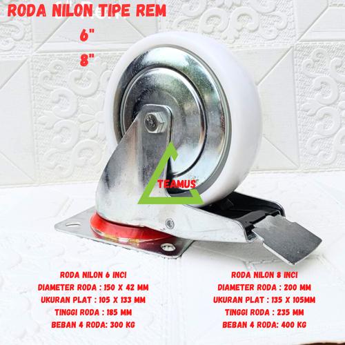 Jual Roda Nylon Tipe REM 6 - 8 INCI Roda Nilon 6 8 Inch Nylon Trolley ...