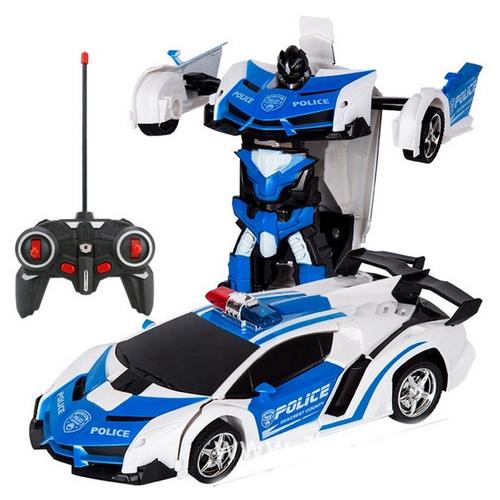 Jual Mainan RC Transformer Mobil Polisi 1: 18 Remot Jadi Robot Baterai ...
