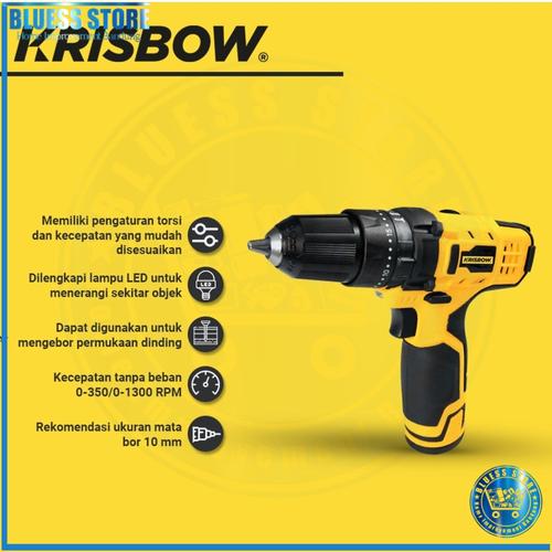 Jual Krisbow Mesin Bor Tangan Listrik 10Mm 12v Cordless Rotary Impact ...