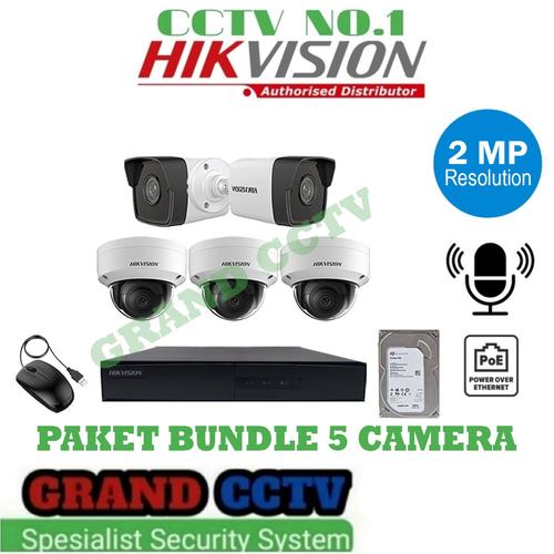 Jual Paket IP Camera Hik vision CCTV 5 Camera Nvr 8Channel 2MP Audio ...
