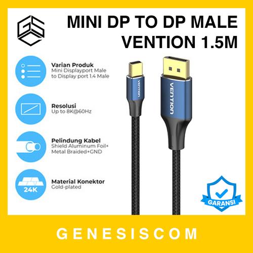 Jual Kabel Mini DP to DP Male VENTION HCF Blue Display Port 8K 240Hz ...