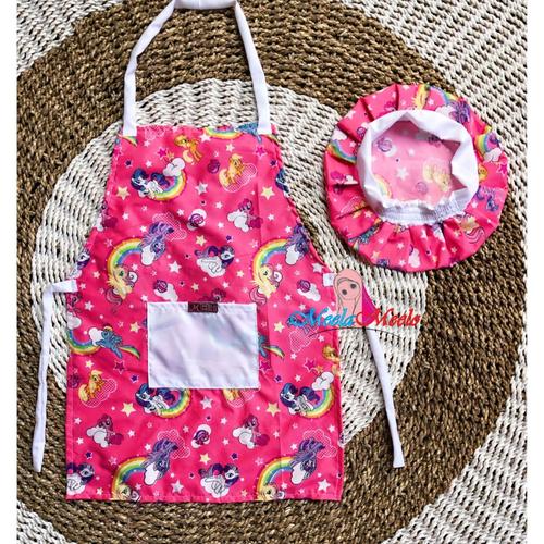 Jual Promo Apron Anak gratis Topi Chef Koki Celemek anak apron anak TK ...