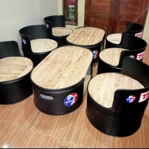 Jual meja/kursi/custom/dari tong/drum besi/set/besar - Dichat ke admin ...