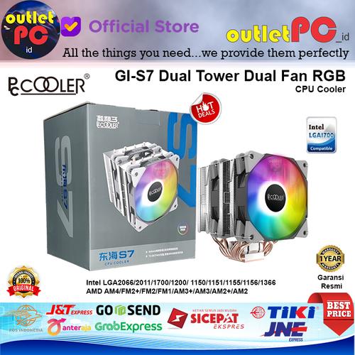 Promo PCCOOLER CPU COOLER GI-S7 Dual Tower Dual Fan RGB 6 HEATPIPE PC ...
