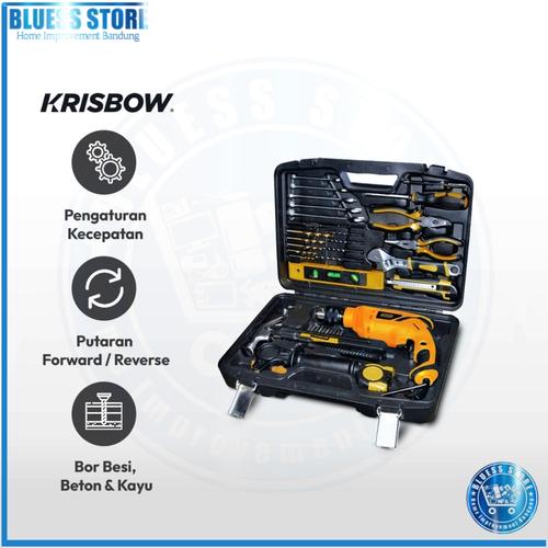 Jual Krisbow Set Mesin Bor Listrik Beton 13 Mm 600w Impact Drill Bor ...