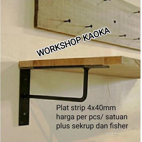 Jual Besi siku rak dinding siku besi plat 4x40mm - Putih, 20x40cm - Kab ...