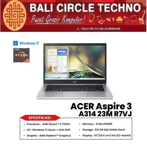 Jual ACER Aspire 3 A314 23M R7VJ Ryzen 5 7520U 8GB 512GB W11 OHS Silver ...