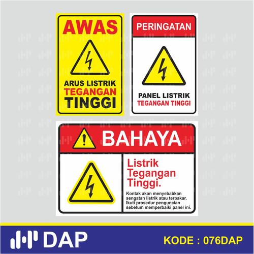 Jual STIKER PANEL LISTRIK TEGANGAN TINGGI - 0076DAP - VYNIL - RITRAMA ...