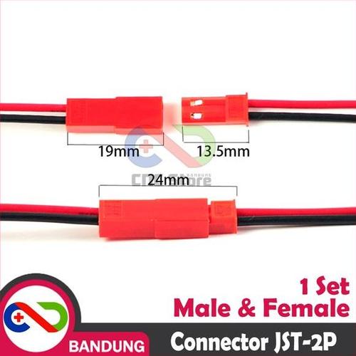 Jual JST-2P JST CONNECTOR 2 PIN MALE FEMALE PAIR 10CM CABLE LIPO ...