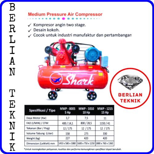Jual Kompresor Angin Shark 5 HP 12 MWP 8005 Bar Air Compressor Auto ...